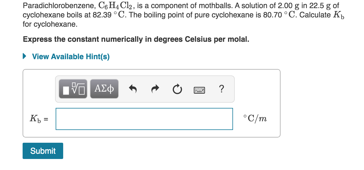 Solved Paradichlorobenzene, C6H4Cl2, is a component of | Chegg.com