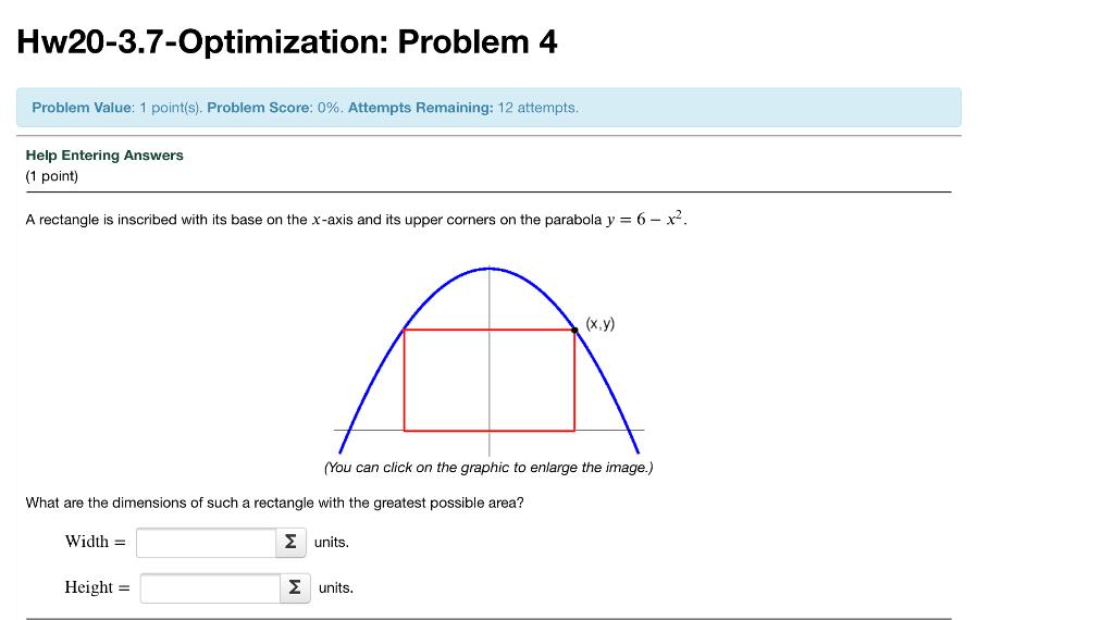 Solved Hw20-3.7-Optimization: Problem 4 Problem Value: 1 | Chegg.com
