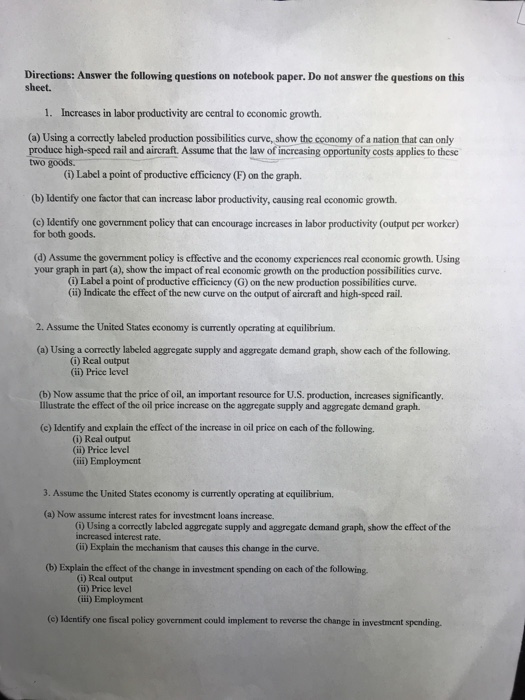 Solved Directions: Answer the following questions on | Chegg.com