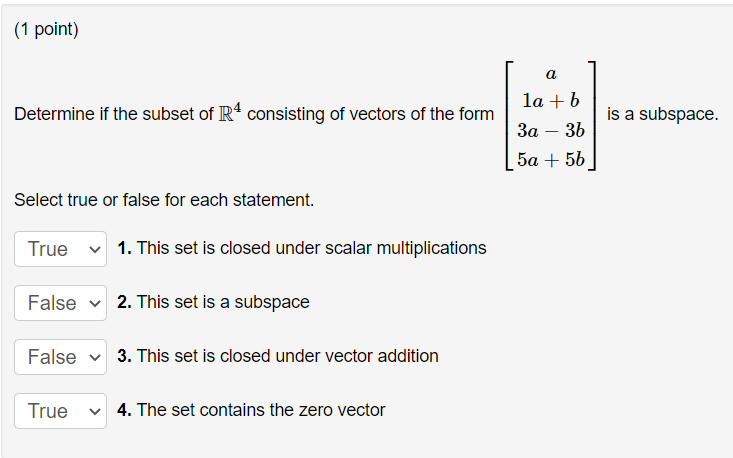 Solved Determine if the subset of R4 consisting of vectors | Chegg.com