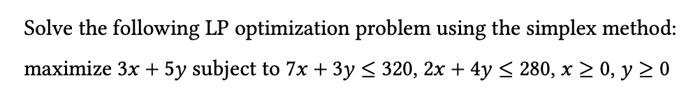 Solved Solve the following LP optimization problem using the | Chegg.com