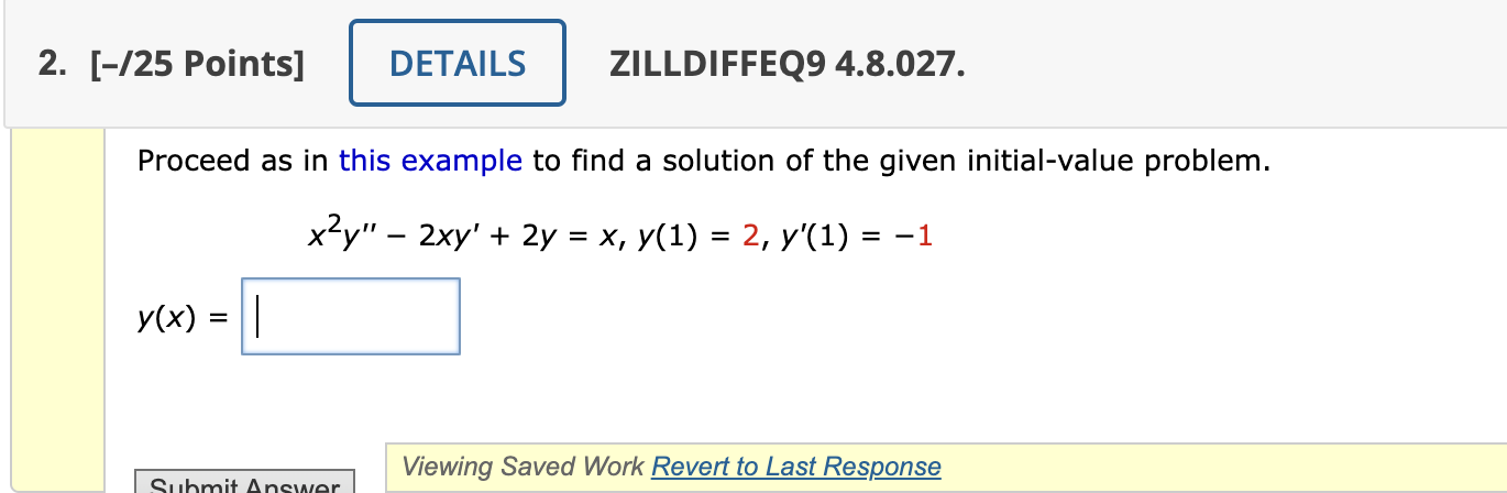 Solved Proceed as in this example to find a solution of the | Chegg.com
