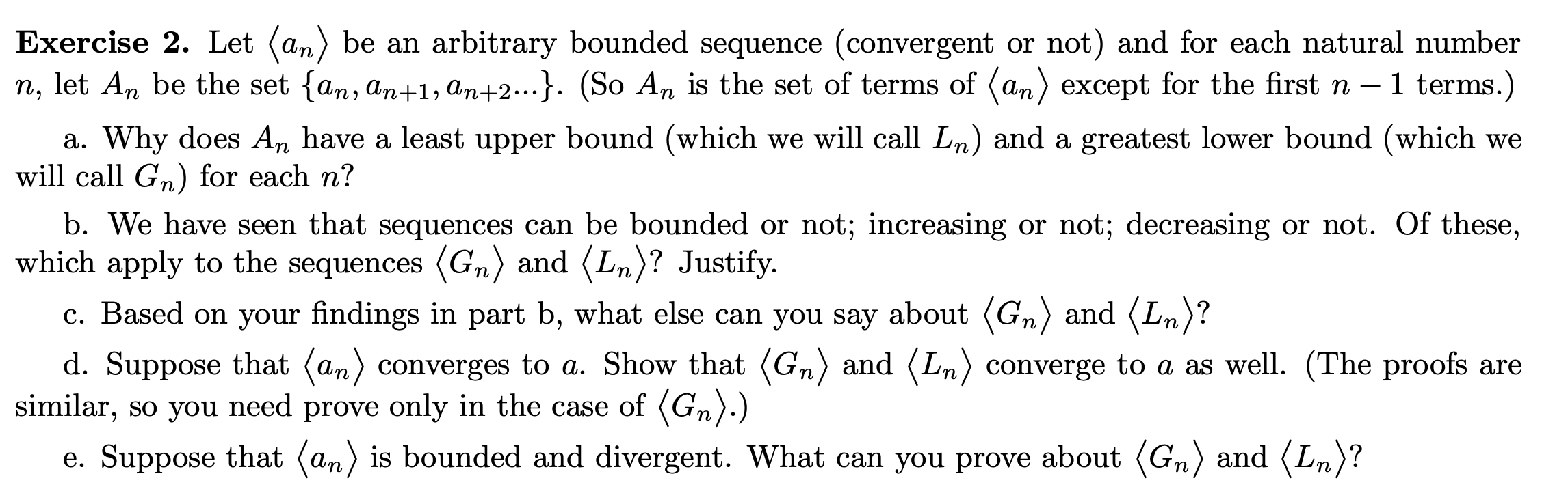 Solved Exercise 2. Let an be an arbitrary bounded sequence | Chegg.com