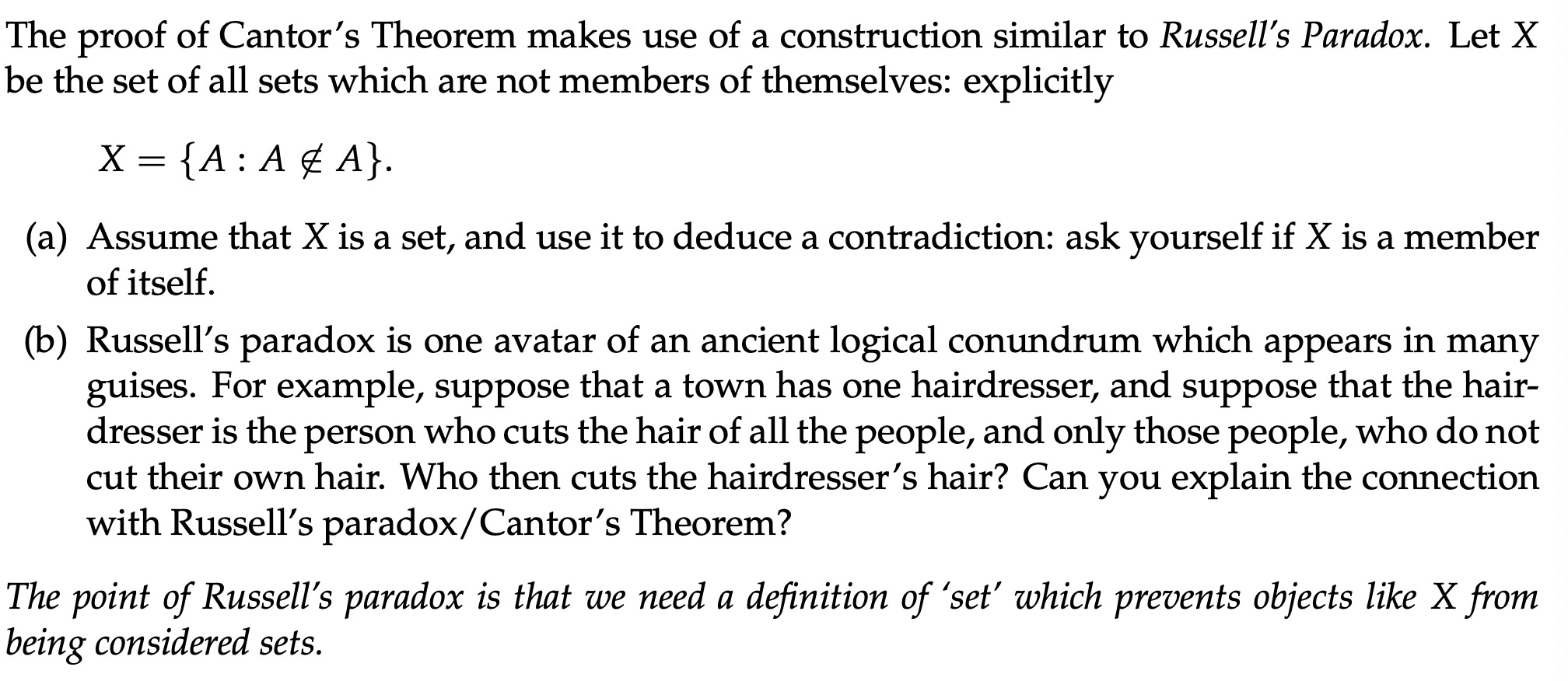 Solved The proof of Cantor's Theorem makes use of a | Chegg.com