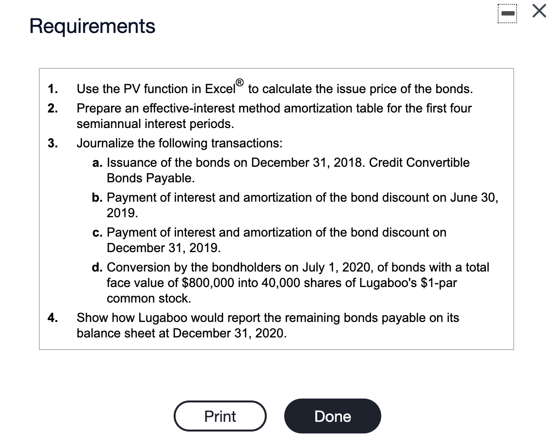 Х Requirements 1. 2. 3. Use the PV function in Excel® | Chegg.com