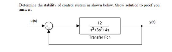 Solved Determine the stability of control system as shown | Chegg.com