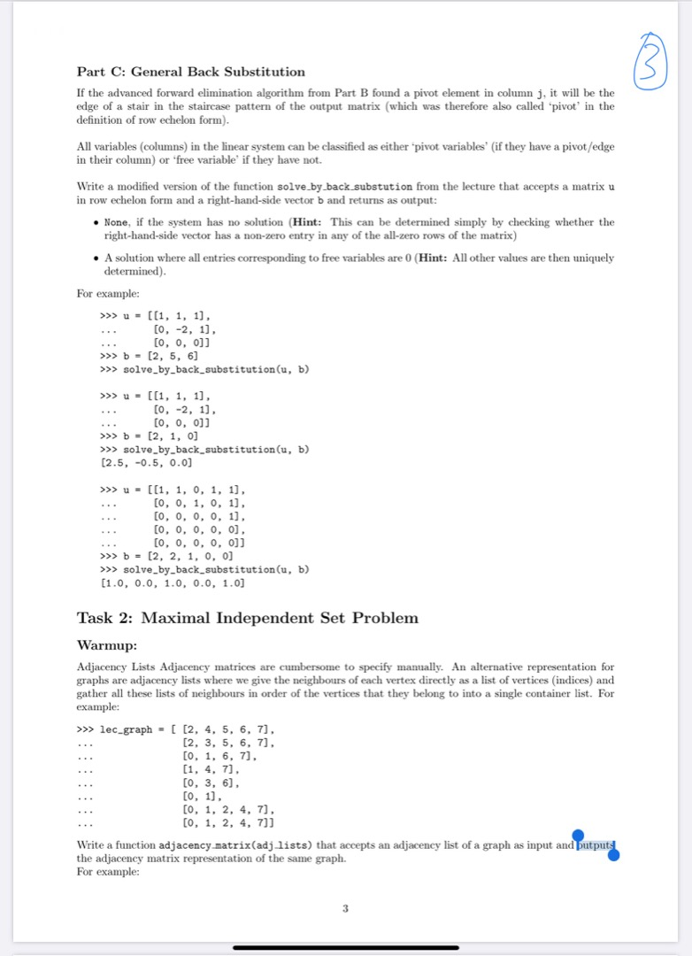 Solved Task 1: Gaussian Elimination for Singular Matrices | Chegg.com