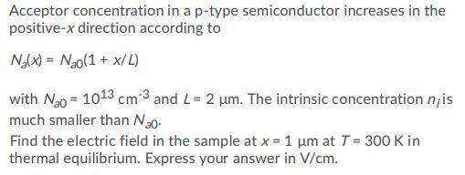 Solved Acceptor concentration in a p-type semiconductor | Chegg.com