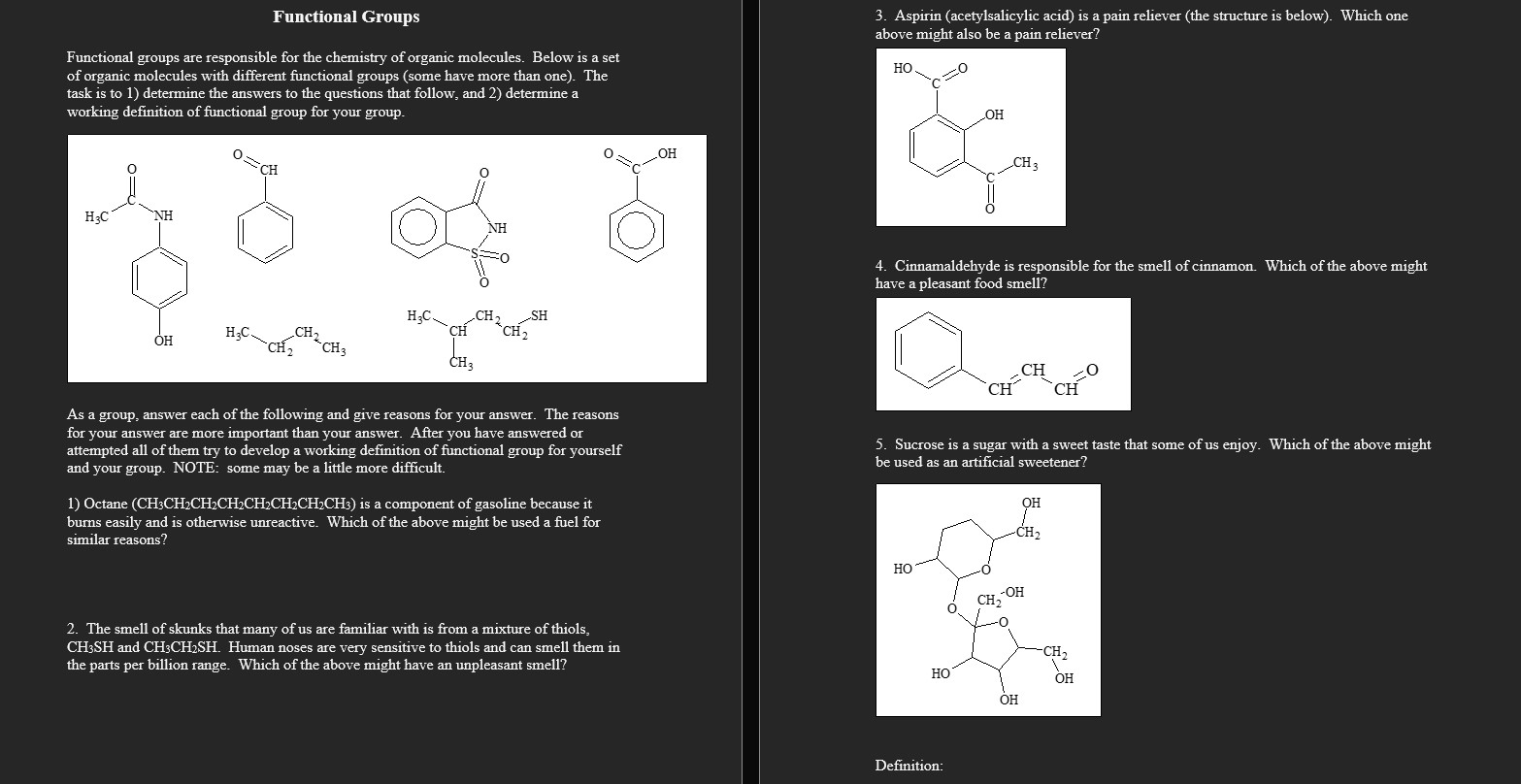 Solved Functional GroupsFunctional groups are responsible | Chegg.com