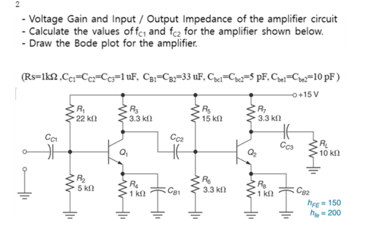 Solved 2 Voltage Gain And Input Output Impedance Of The