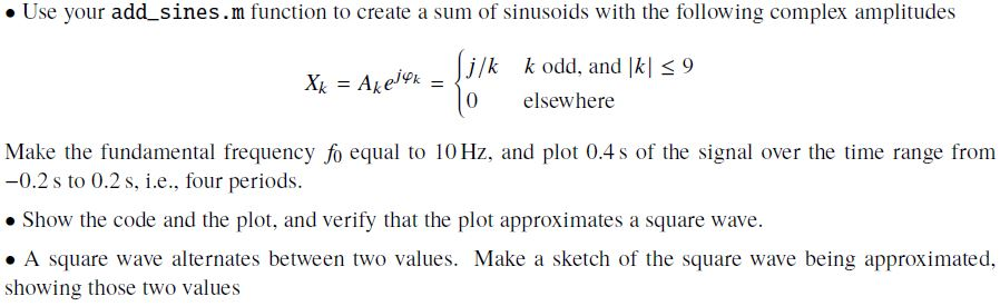 Solved MATLAB add_sines is below: function[xx, tt] = | Chegg.com