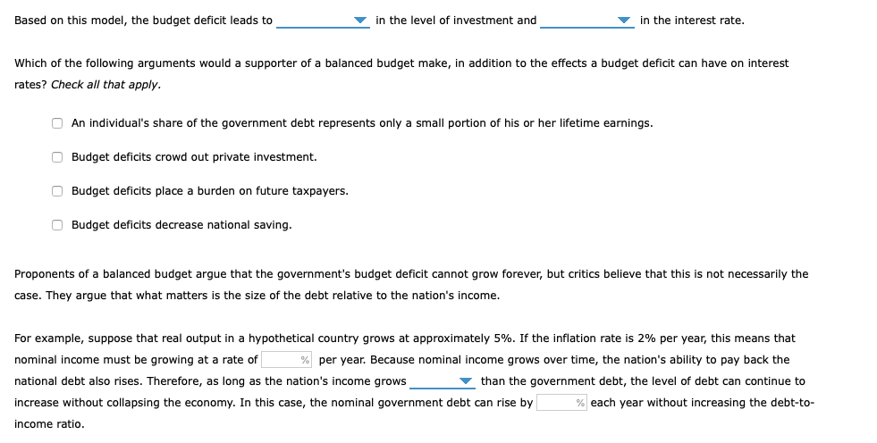 Solved 13. Impact of budget deficits The following graph | Chegg.com