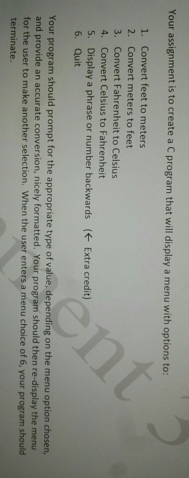 Solved Your assignment is to create a C program that will | Chegg.com