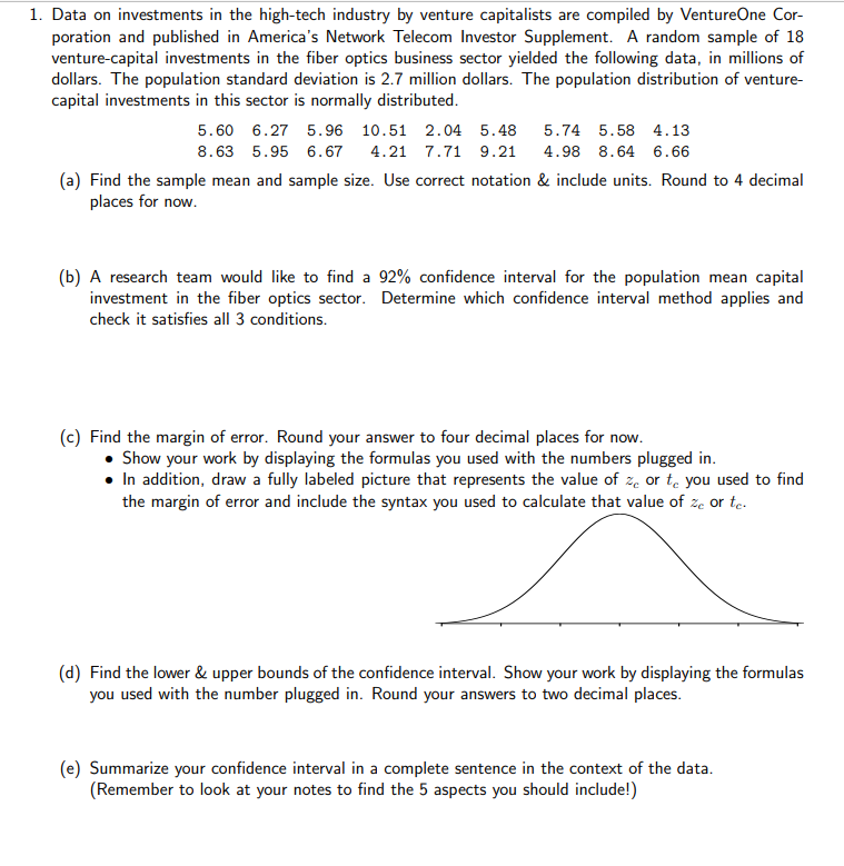 Solved 1. Data on investments in the high-tech industry by | Chegg.com
