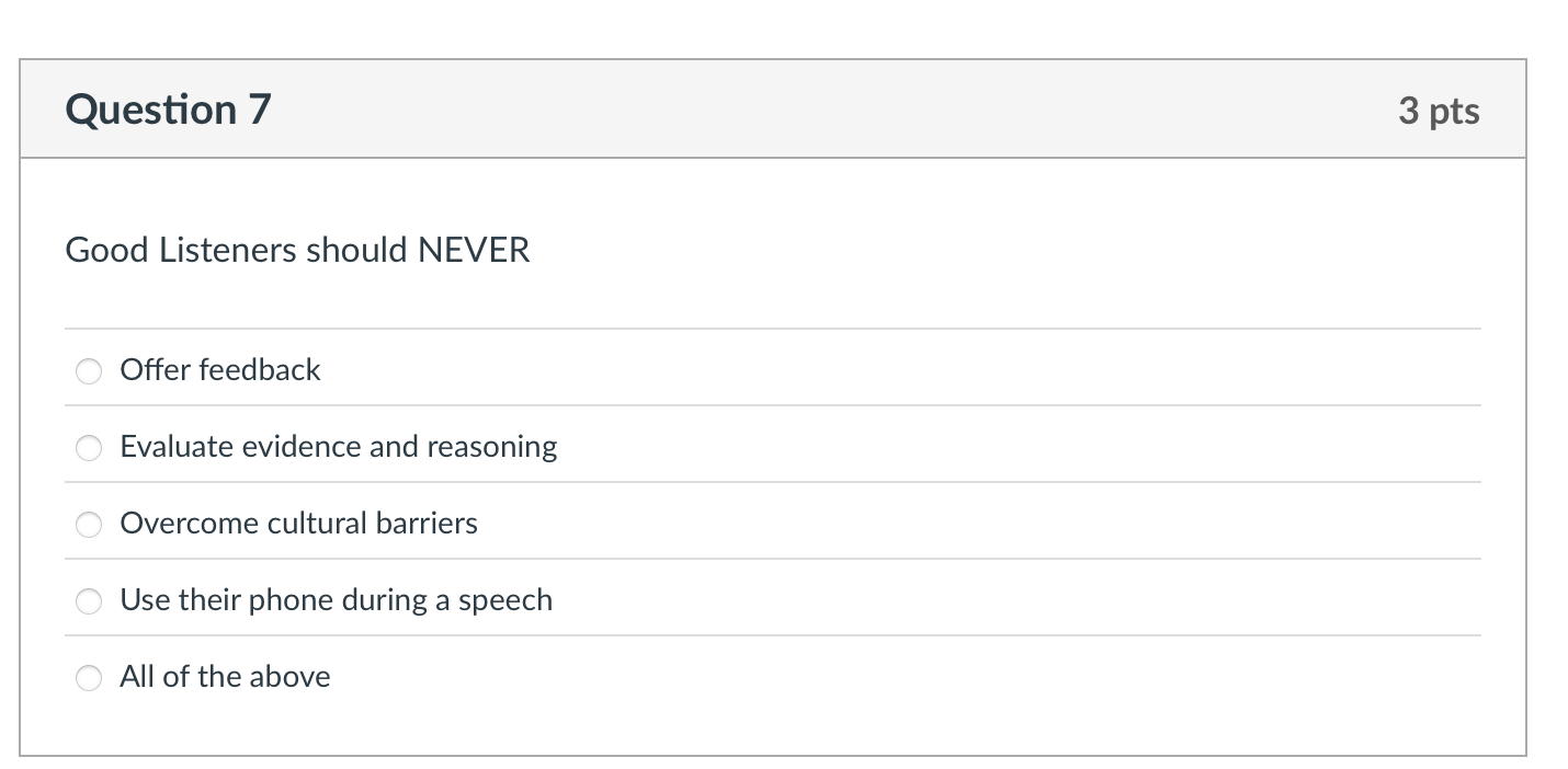Solved Question 7Good Listeners should NEVEROffer | Chegg.com