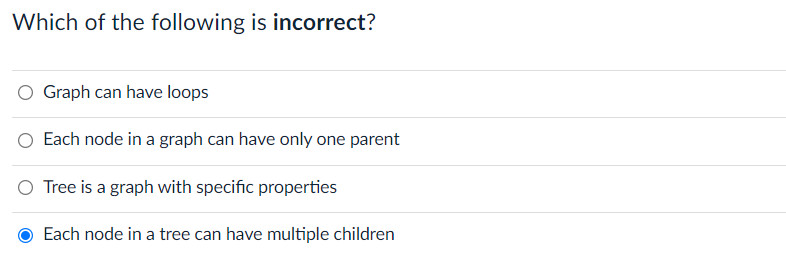 Solved Which of the following is incorrect? Graph can have | Chegg.com