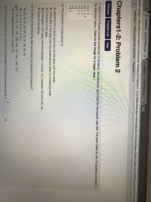 Solved For a Physics course containing 10 students, the | Chegg.com