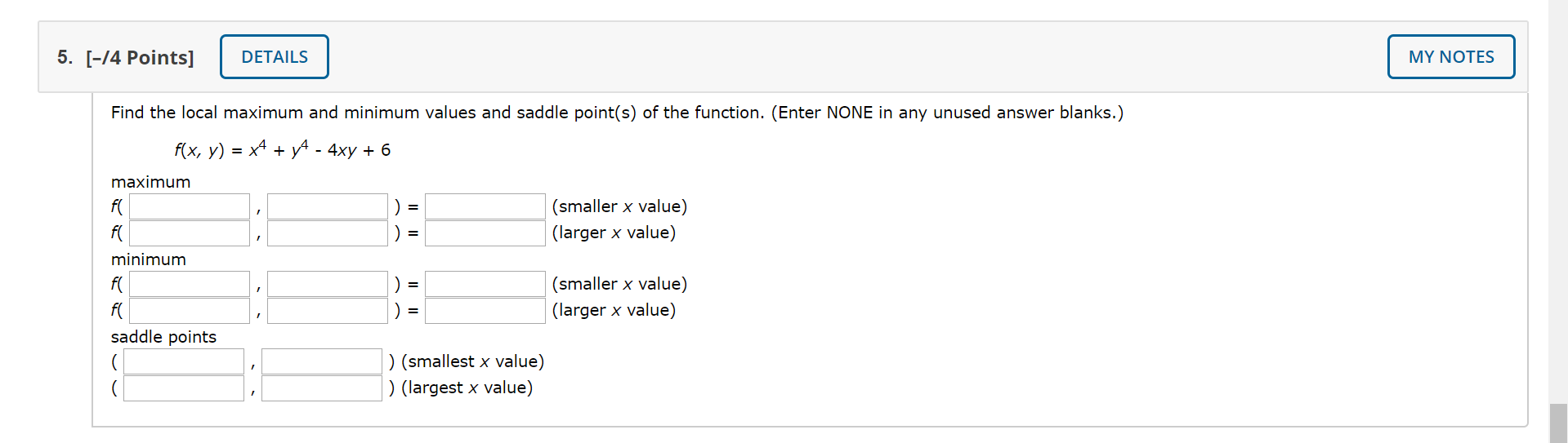 Solved 5. [-14 Points] DETAILS MY NOTES Find the local | Chegg.com