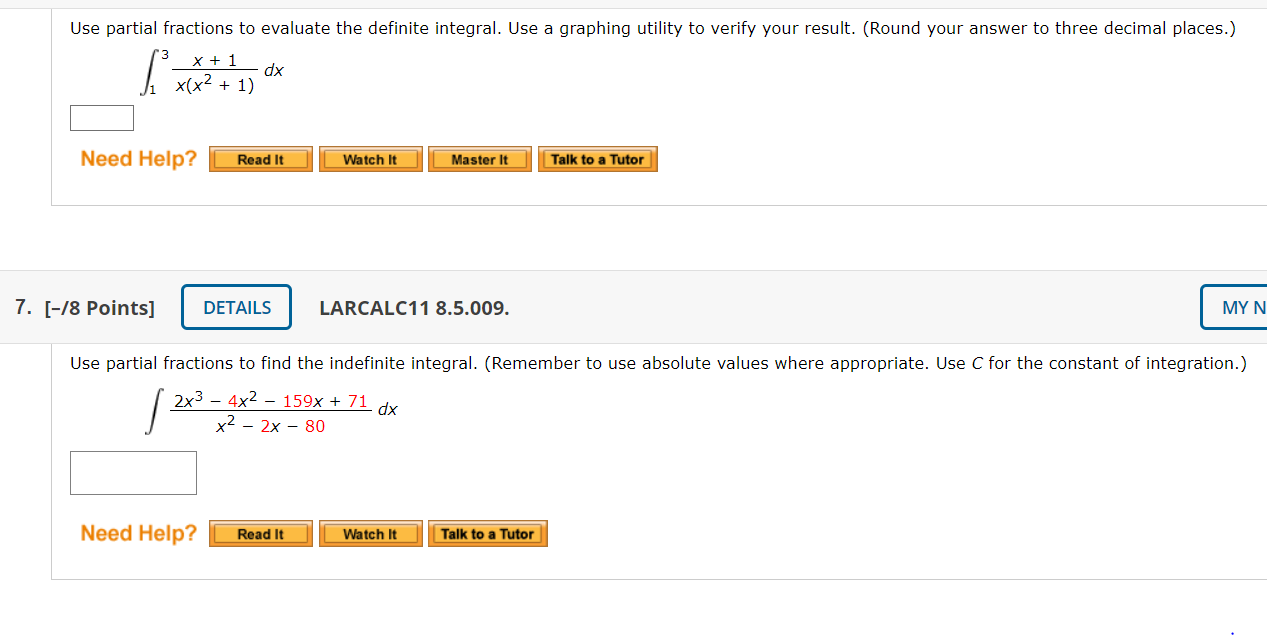 Solved Use partial fractions to evaluate the definite | Chegg.com
