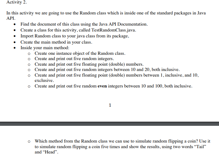 Solved Activity 2. In this activity we are going to use the | Chegg.com