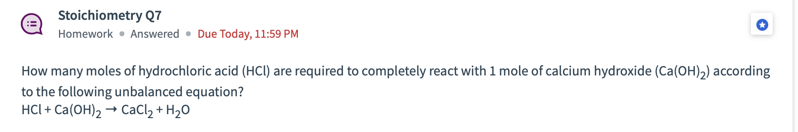 Stoichiometry Q7 Homework • Answered • Due Today, | Chegg.com