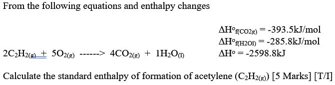 Solved From the following equations and enthalpy | Chegg.com
