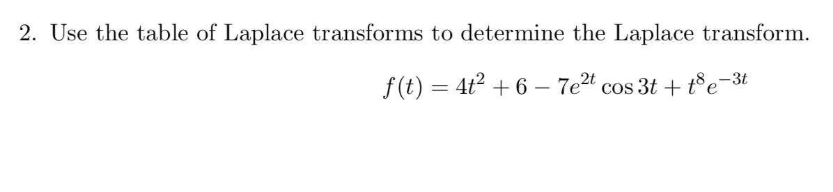 Solved Use the table of Laplace transforms to determine the | Chegg.com