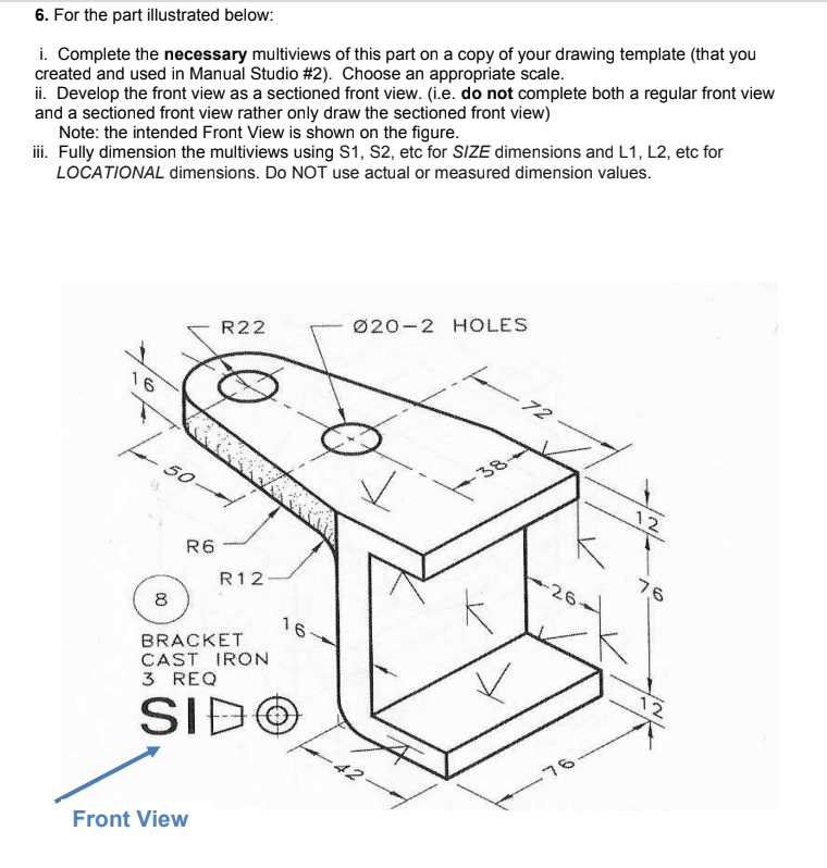 6. ﻿For the part illustrated below:i. ﻿Complete the | Chegg.com