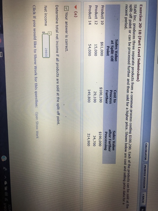 Solved Exercise 20-10 (Part Level Submission) Stahl Inc. | Chegg.com