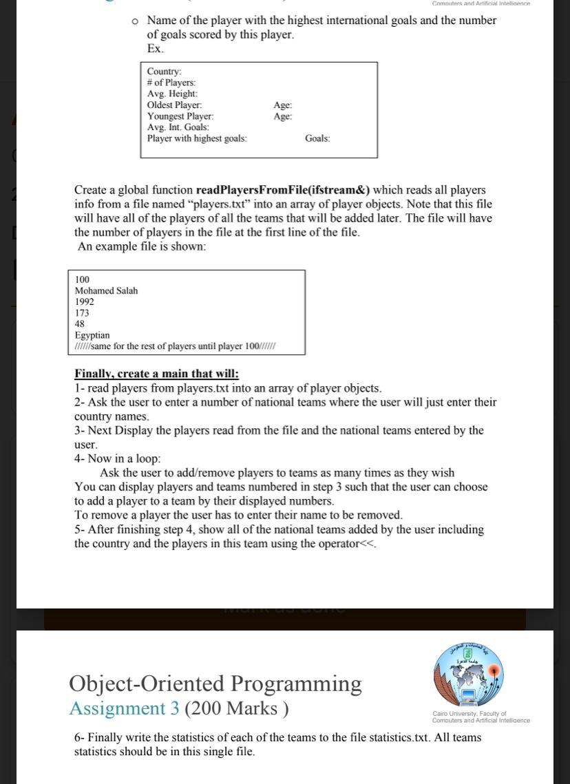 Solved Task A class Player is a class that holds the info of | Chegg.com