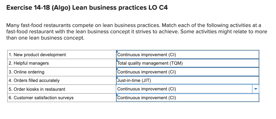 Solved Many fast-food restaurants compete on lean business | Chegg.com
