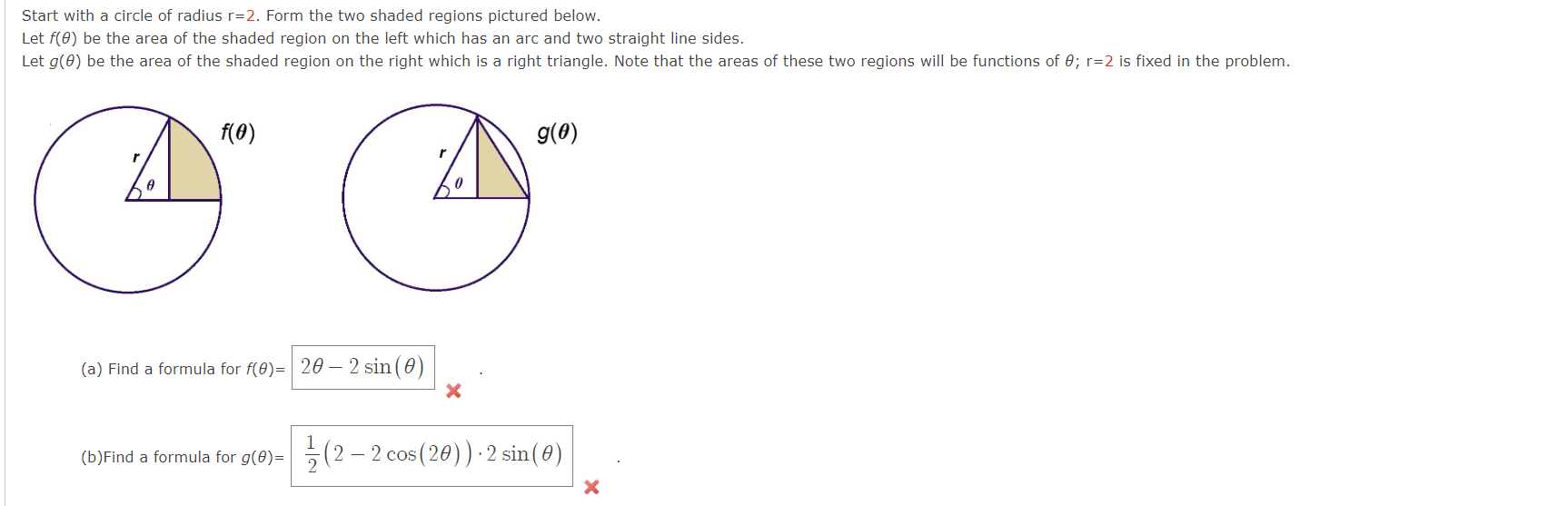 Solved Start with a circle of ﻿radius r=2. ﻿Form the two | Chegg.com
