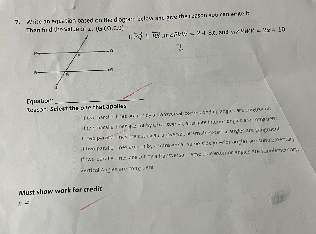 Solved 7. Write an equation based on the diagram below and | Chegg.com