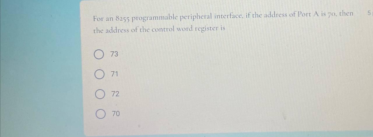Solved 5 For an 8255 programmable peripheral interface, if | Chegg.com