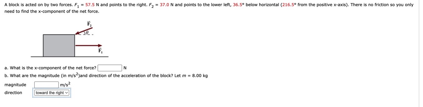 Solved need to find the x-component of the net force. a. | Chegg.com