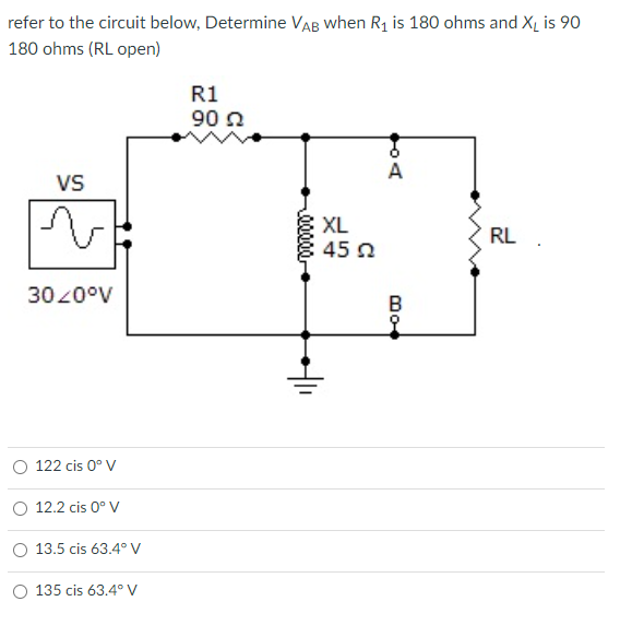 Solved refer to the circuit below, Determine VAB when R1 is | Chegg.com