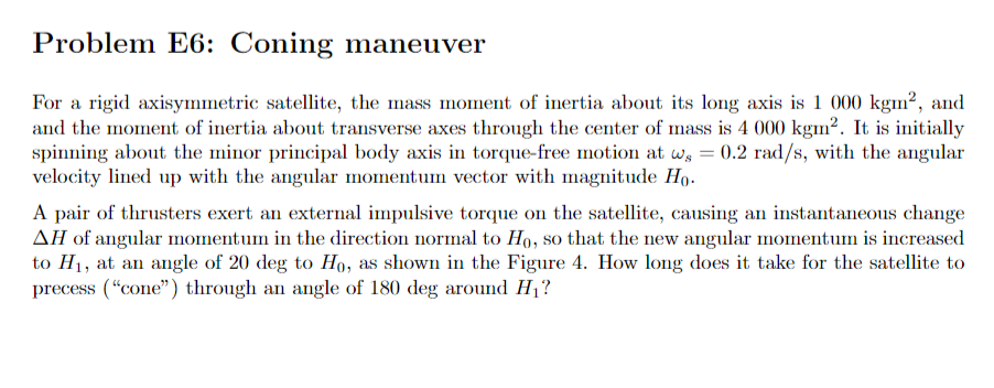 Problem E6: Coning maneuver For a rigid axisymmetric | Chegg.com