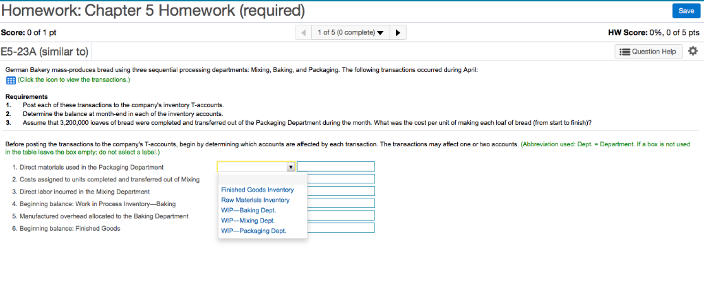 Solved Homework: Chapter 5 Homework (required) Score: 0 of 1 | Chegg.com