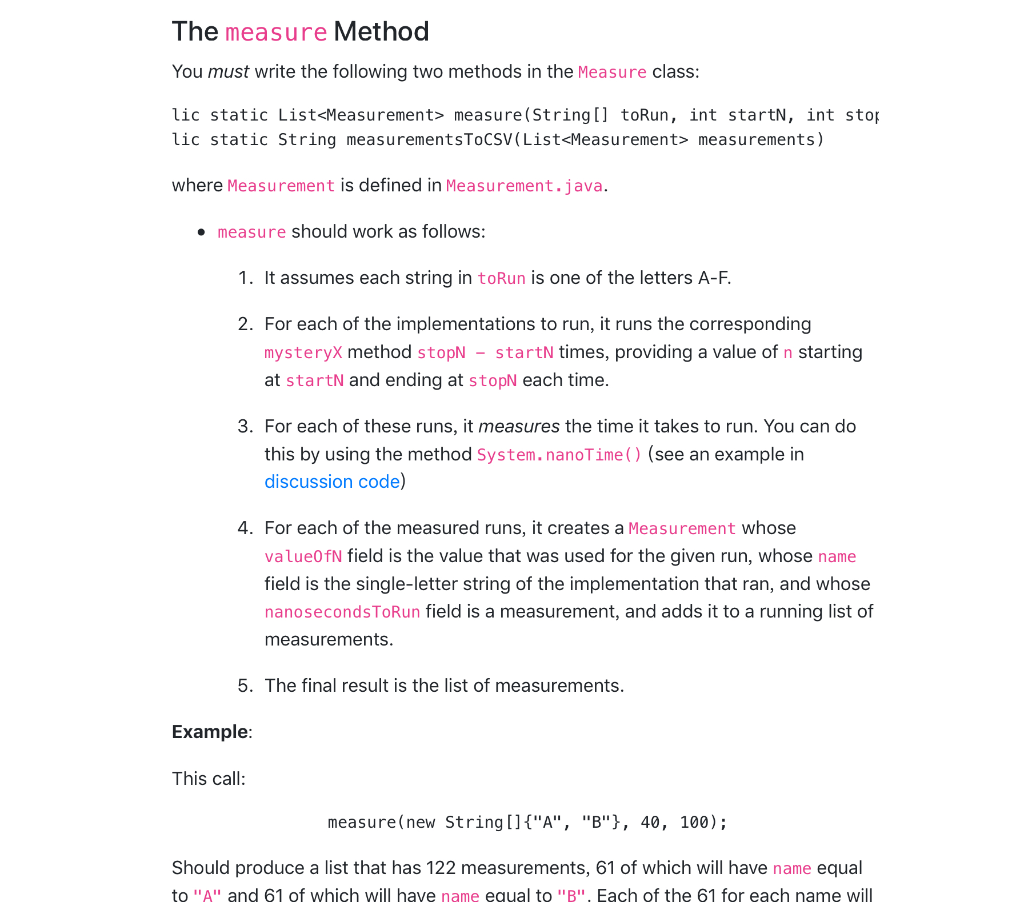 Solved The measure Method You must write the following two | Chegg.com
