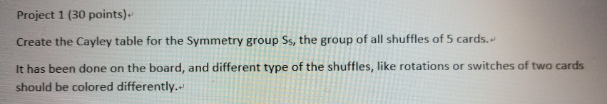 Solved Project 1 (30 points) Create the Cayley table for the | Chegg.com