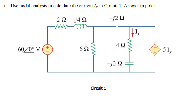 Solved 1. Use nodal analysis to calculate the current Ix in | Chegg.com