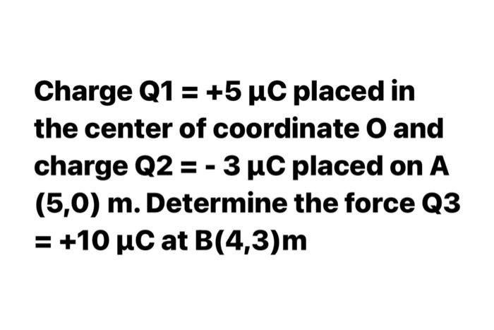 Solved Charge Q1 = +5 °C placed in the center of coordinate | Chegg.com