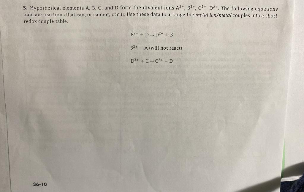 Solved 3. Hypothetical elements A, B, C, and D form the | Chegg.com