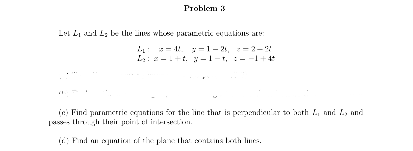 Solved Let L1 and L2 be the lines whose parametric equations | Chegg.com