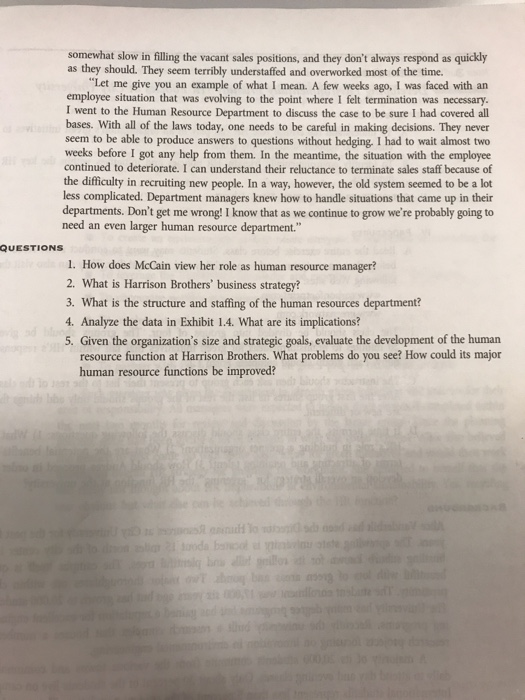 Solved CASE The Human Resource Function of Harrison Brothers | Chegg.com