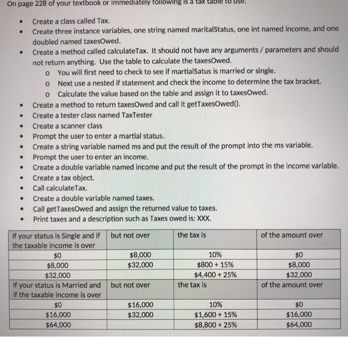 Solved tax table to use. On page 228 of your textbook or | Chegg.com