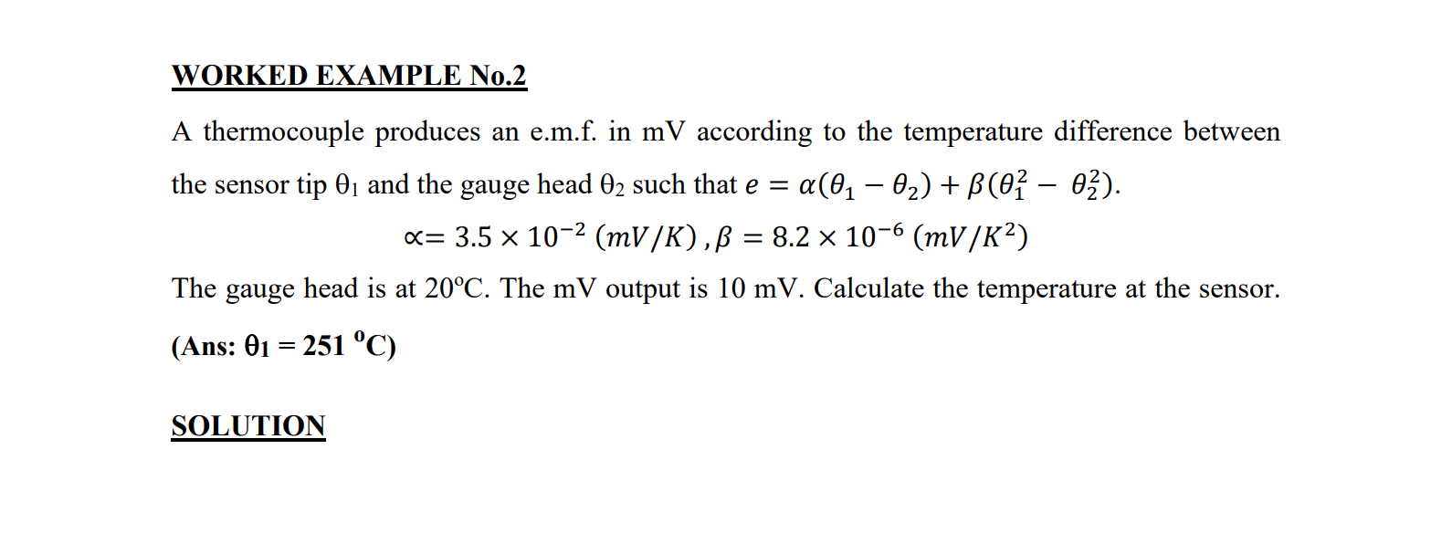 Solved WORKED EXAMPLE No. 2A thermocouple produces an e.m.f. | Chegg.com