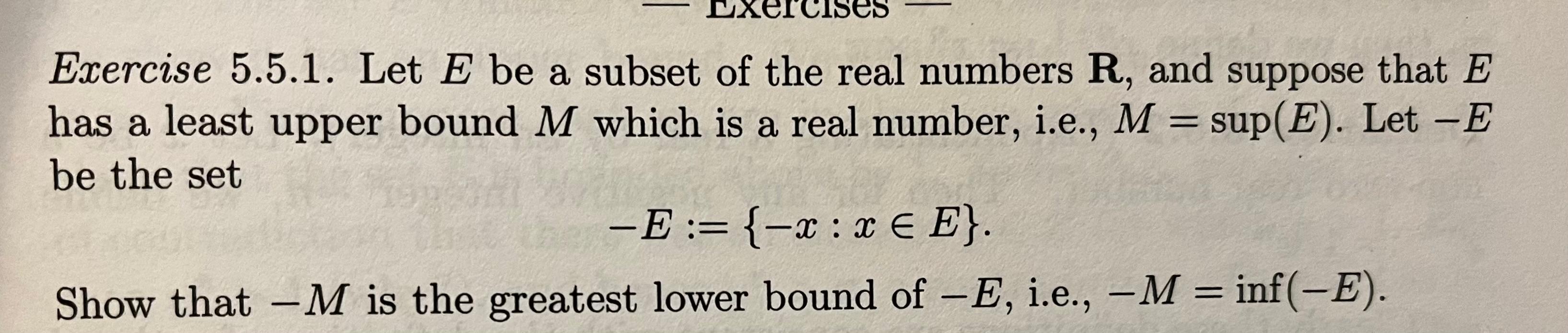Solved Exercise 5.5.1. Let E be a subset of the real numbers | Chegg.com
