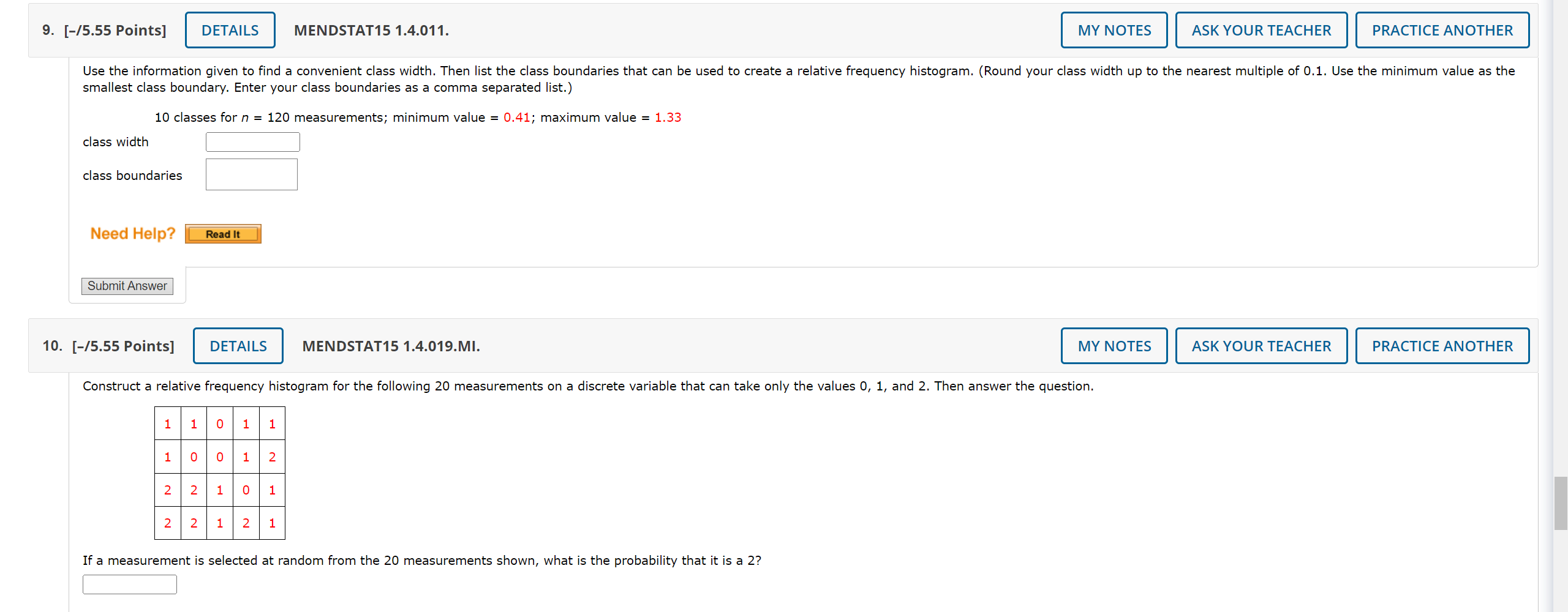 Solved smallest class boundary. Enter your class boundaries | Chegg.com