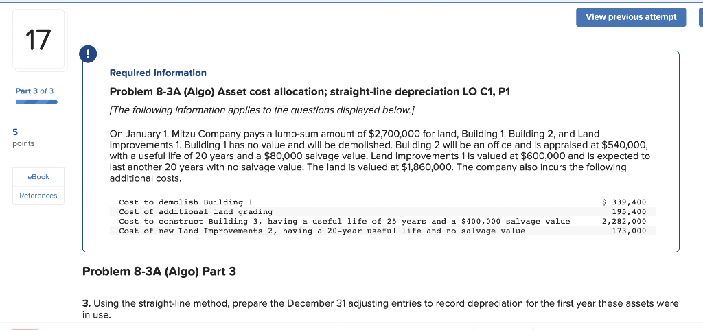 Solved Required information Problem 8-3A (Algo) Asset cost | Chegg.com